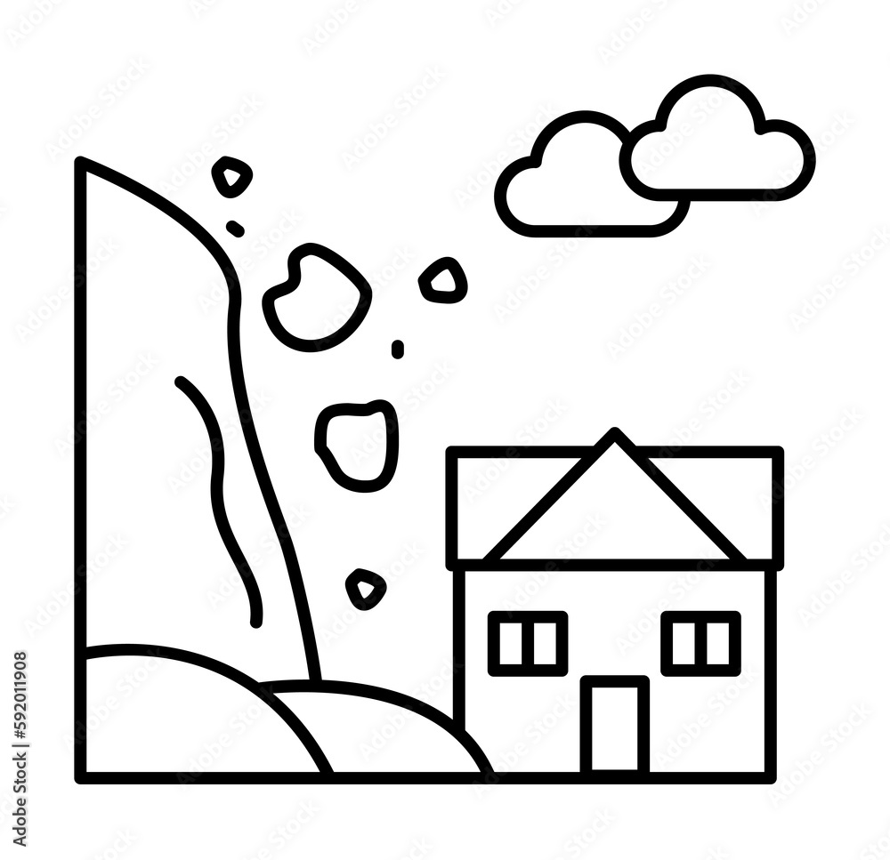 House, landslide icon illustration on transparent background Stock ...