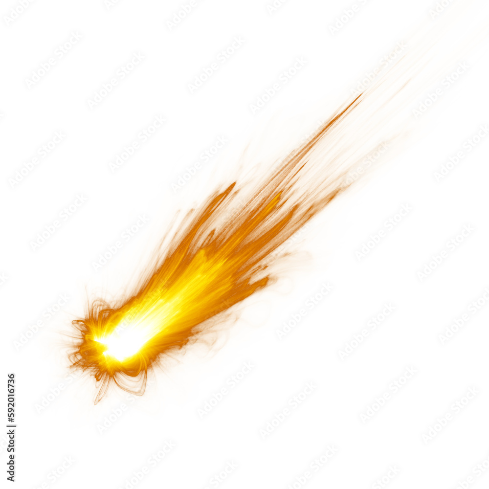 Falling down comet on transparent background. Sparkle meteor, comet and ...