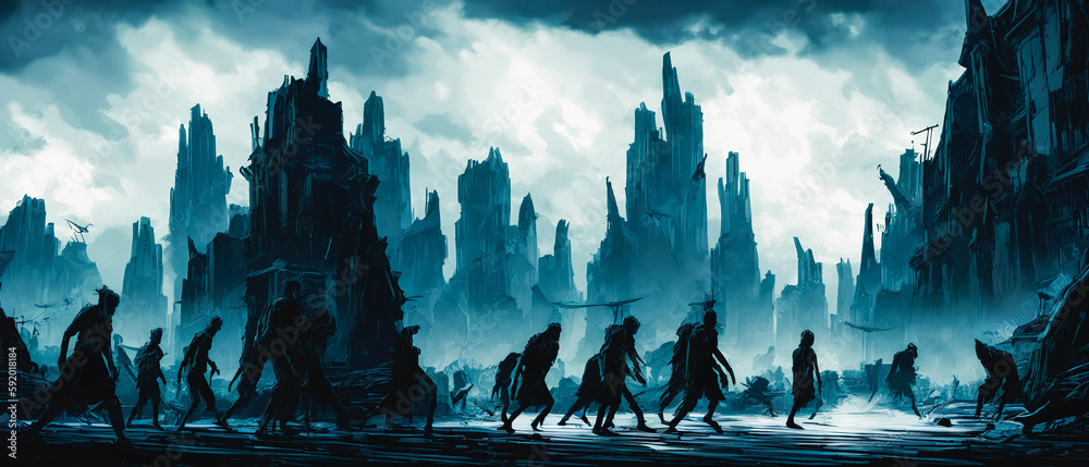 A dystopian world where genetically modified humans look like zombies ...