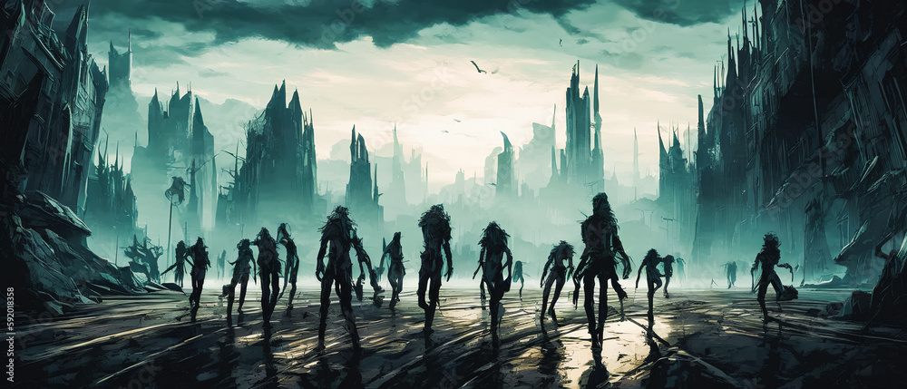 A dystopian world where genetically modified humans look like zombies ...