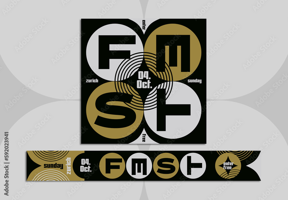 Set of Web Banners Layout with Geometric Simplest Forms Stock Template ...