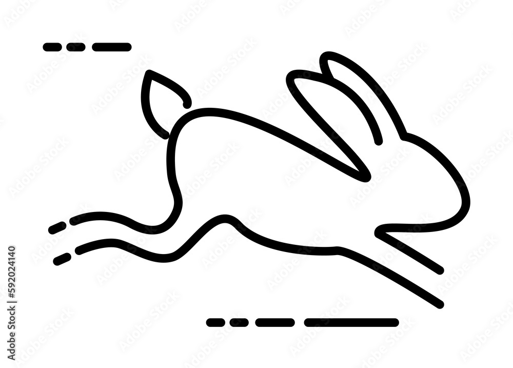 running hare icon illustration on transparent background Stock ...