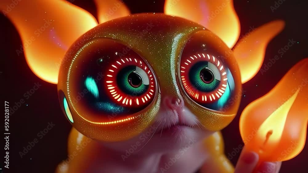 Cute Microscopic Alien Fire Creature Evolving, Timelapse Style. Looping ...