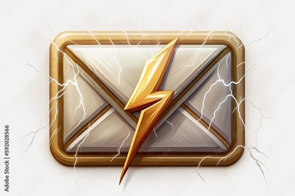 lightning bolt striking an email envelope. Generative AI Stock ...