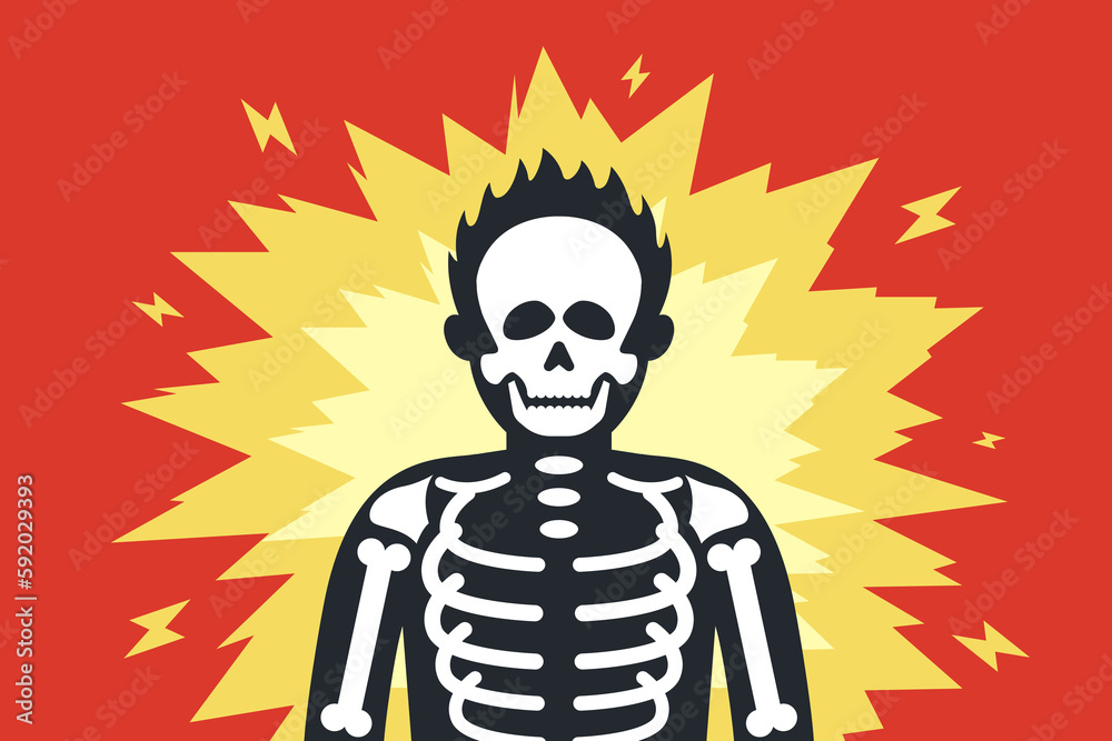 the person was electrocuted. human skeleton after electric shock. flat ...