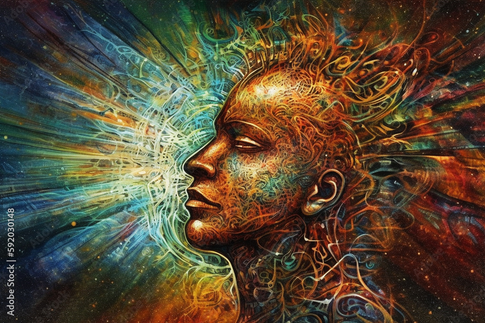 Psychedelic art.Shamanic meditation. The journey of consciousness. A ...