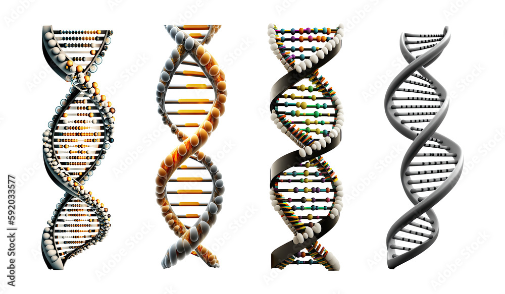 Set of DNA genome structure isolated on white background - Generative ...