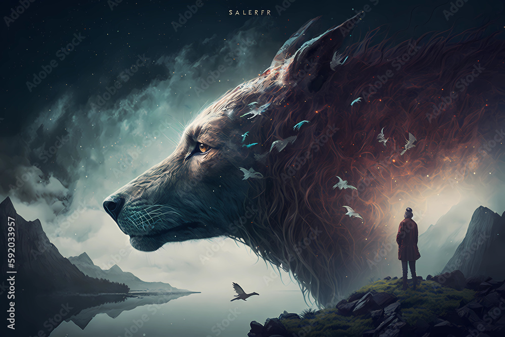 Wolf Fenrir. Fantastic. AI generation Stock Illustration | Adobe Stock