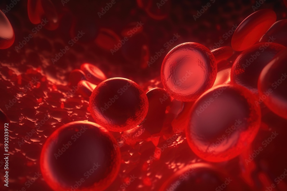 Ilustrace „AI Generative image of red blood cells sticking together ...