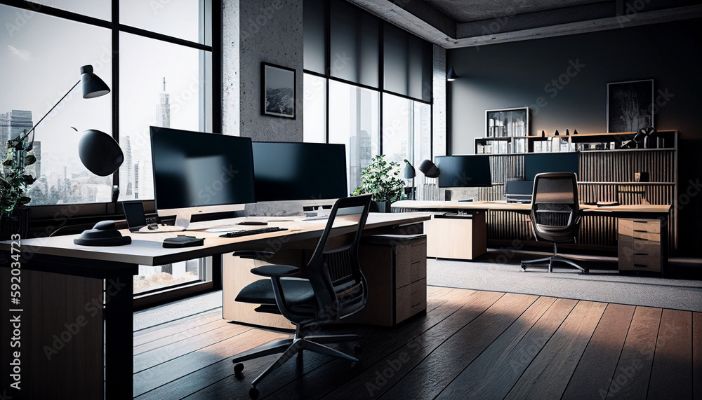 The Future of Work: A High-Quality Image of Office Desks and Busy ...