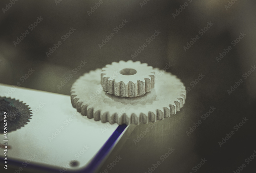 Selective Laser Melting. Object printed on metal 3d printer. Model ...