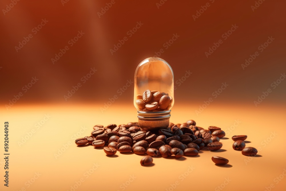 Light bulb coffee beans on color background. AI generated Stock ...