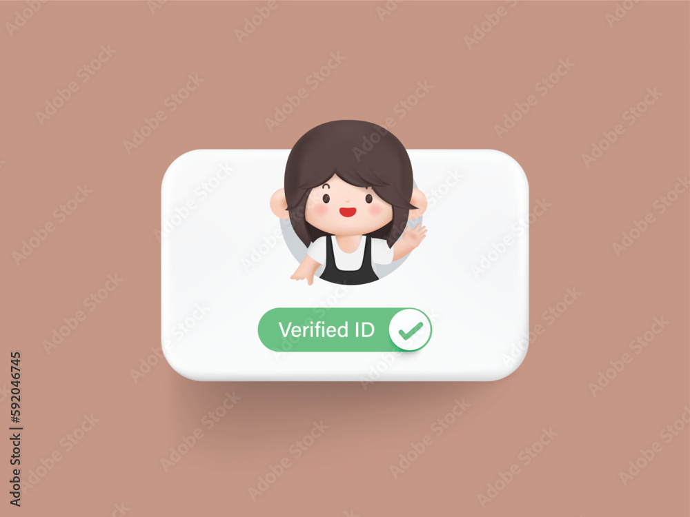 3d Id card icon. Identification card with check mark isolated on purple ...
