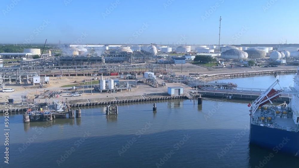 Houston, TX, US - April 12, 2023. Galveston Texas off shore oil ...