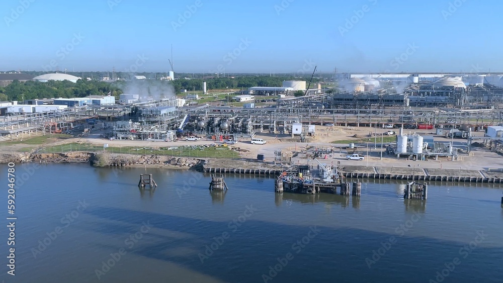 Houston, TX, US - April 12, 2023. Galveston Texas off shore oil ...