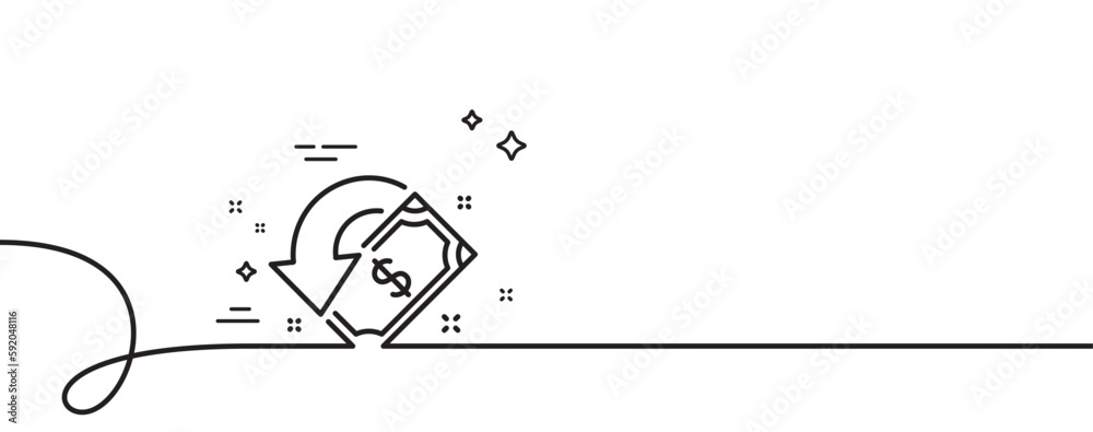 Cashback line icon. Continuous one line with curl. Send or receive ... Cashback line icon. Continuous one line with curl. Send or receive ...