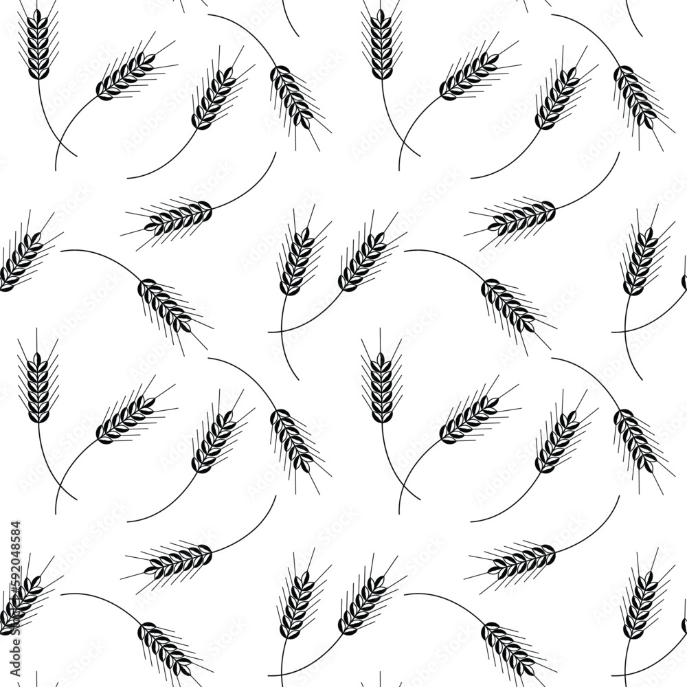Wheat, barley, rye, and oat seamless pattern beautiful for background ...
