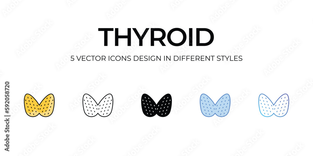 Thyroid Icon Design in Five style with Editable Stroke. Line, Solid, Flat Line, Duo Tone Color ...