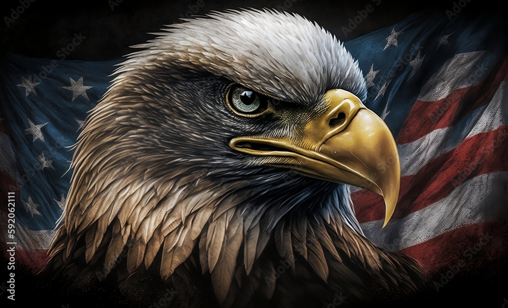 The symbol of the United States, namely the bald eagle on the ...