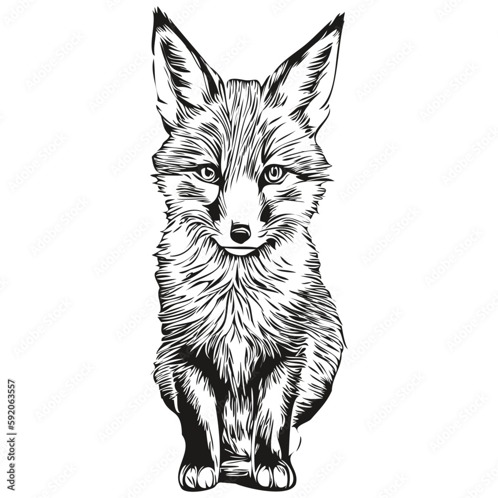 fox sketches, outline with transparent background, hand drawn ...