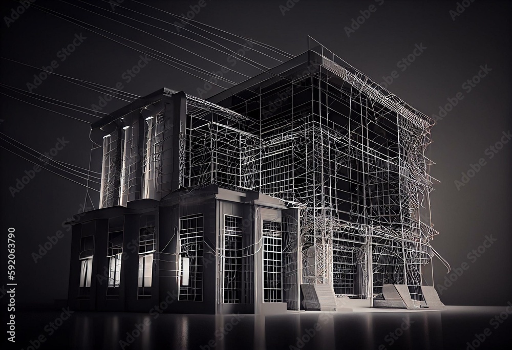 Wire-frame images building structure,building structure lines,3d ...