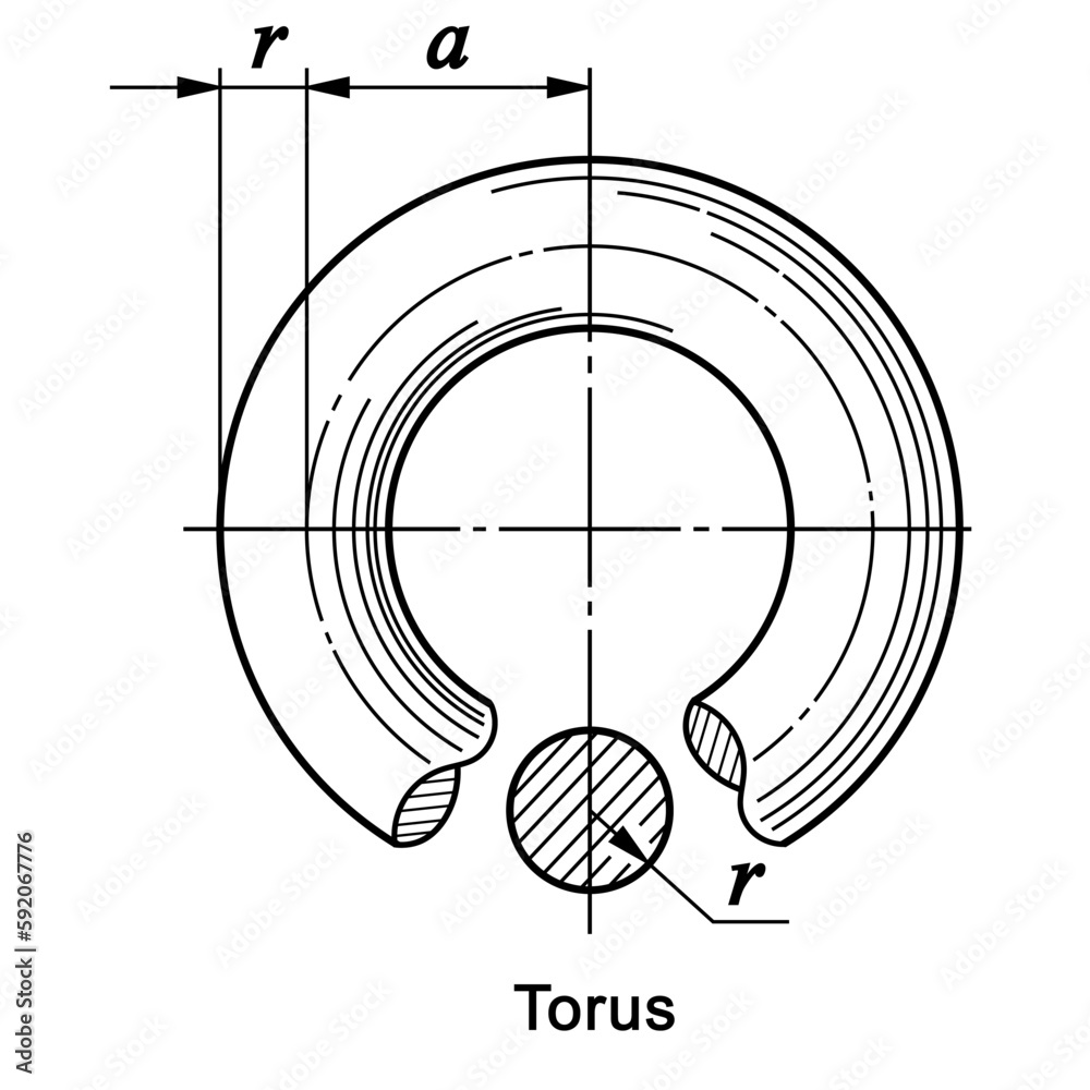Torus vector illustration isolated on white background. Geometric ...