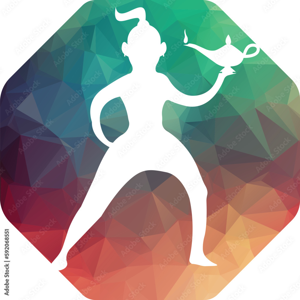 Genie Logo Design. Magic Fantasy genie concept logo. genie with action ...