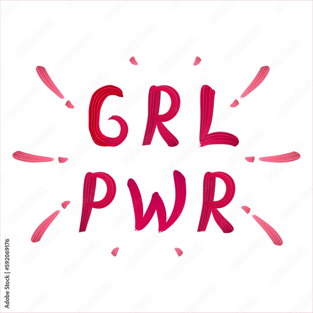 PWR GRL - inscription handwritten with bright pink font. The strength ...