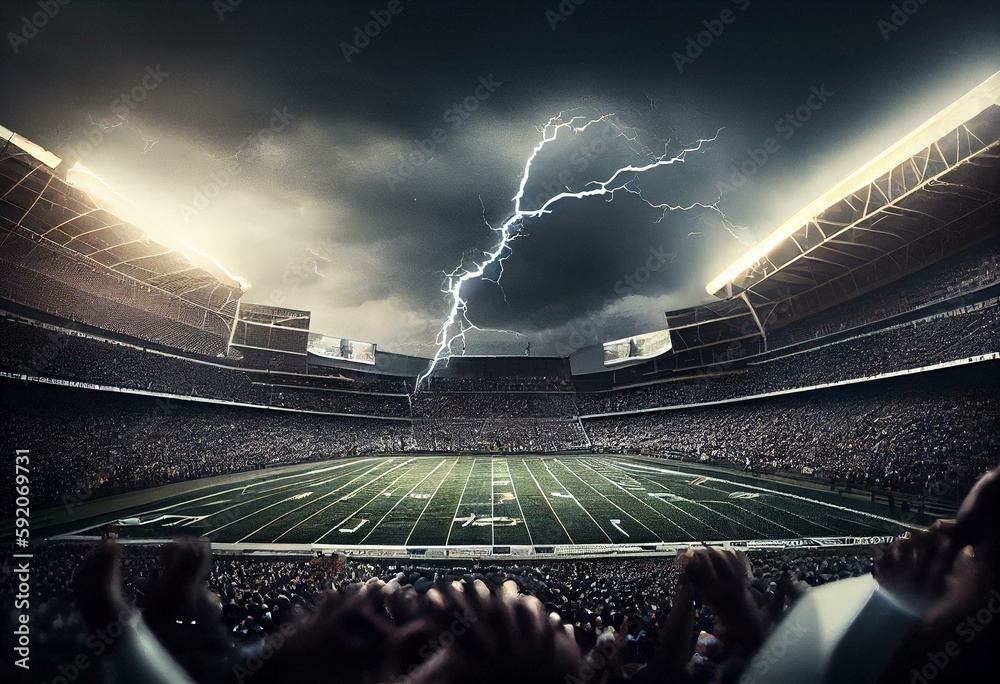 American football stadium with full of supporter crowd and epic ...