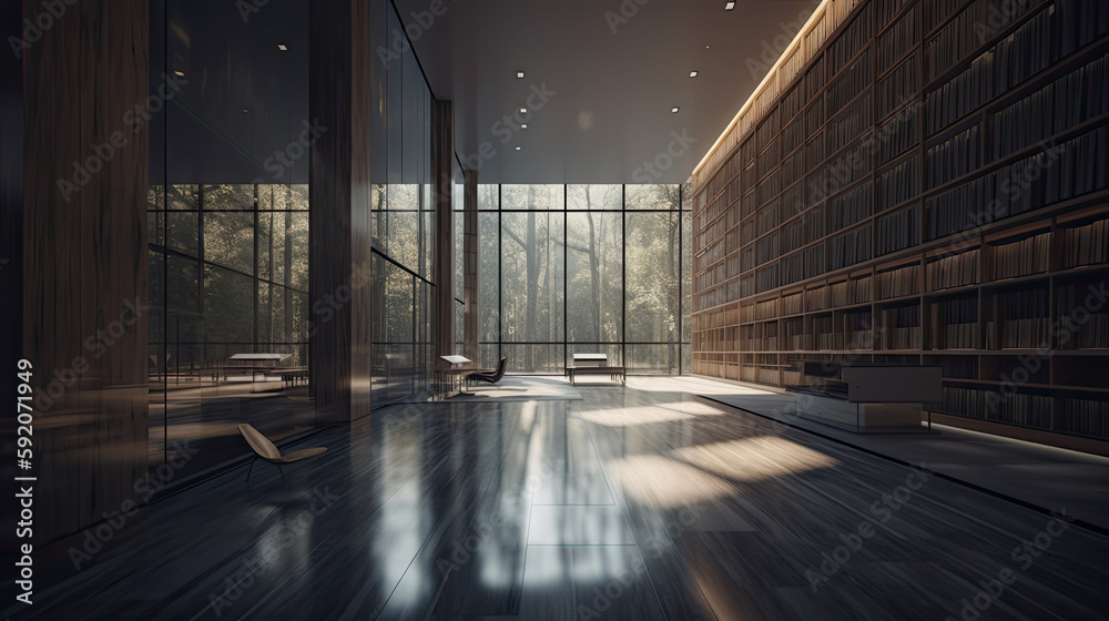 Quiet and Contemplative Empty Library Featuring Generative AI Stock ...