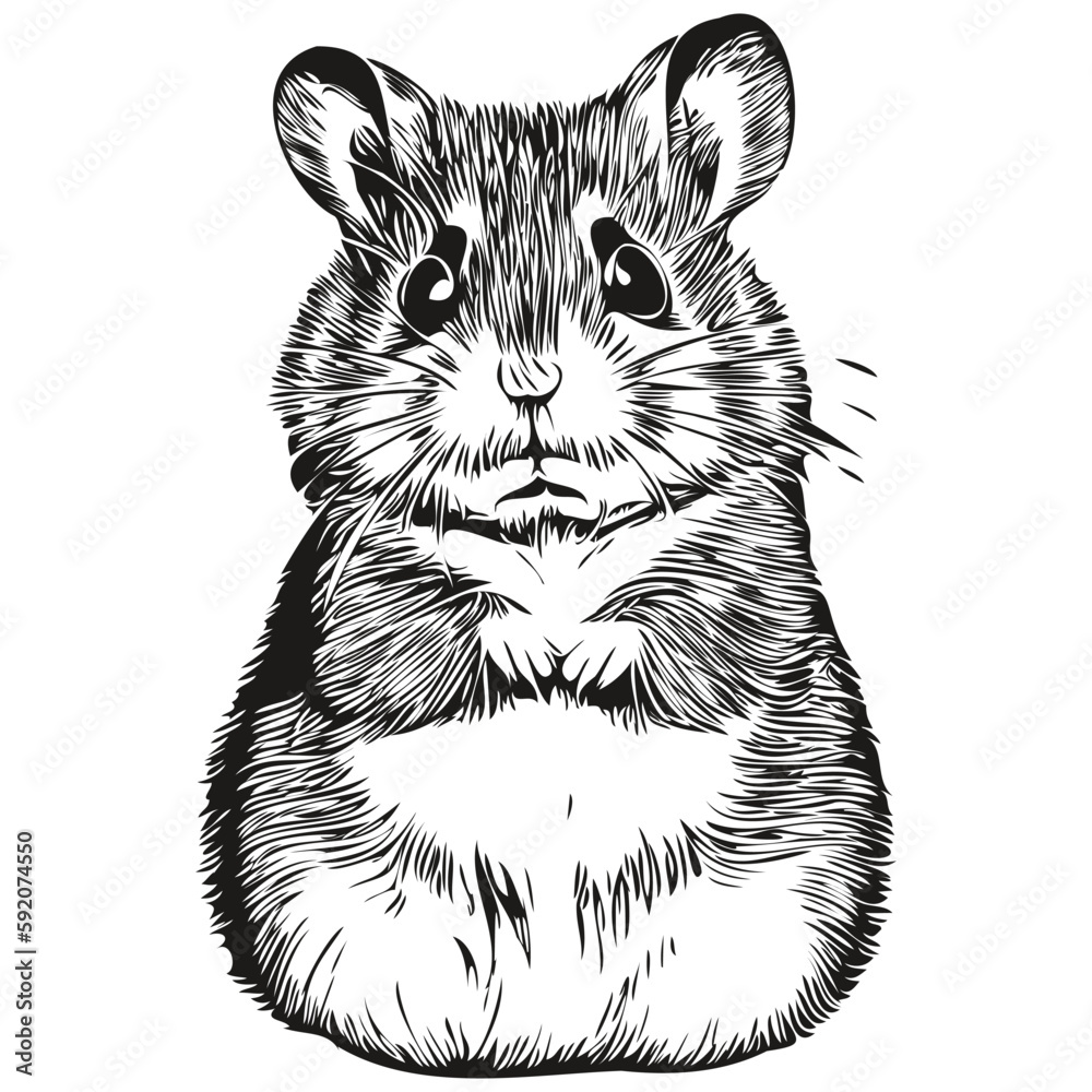 hamster vector illustration line art drawing black and white hamsters ...