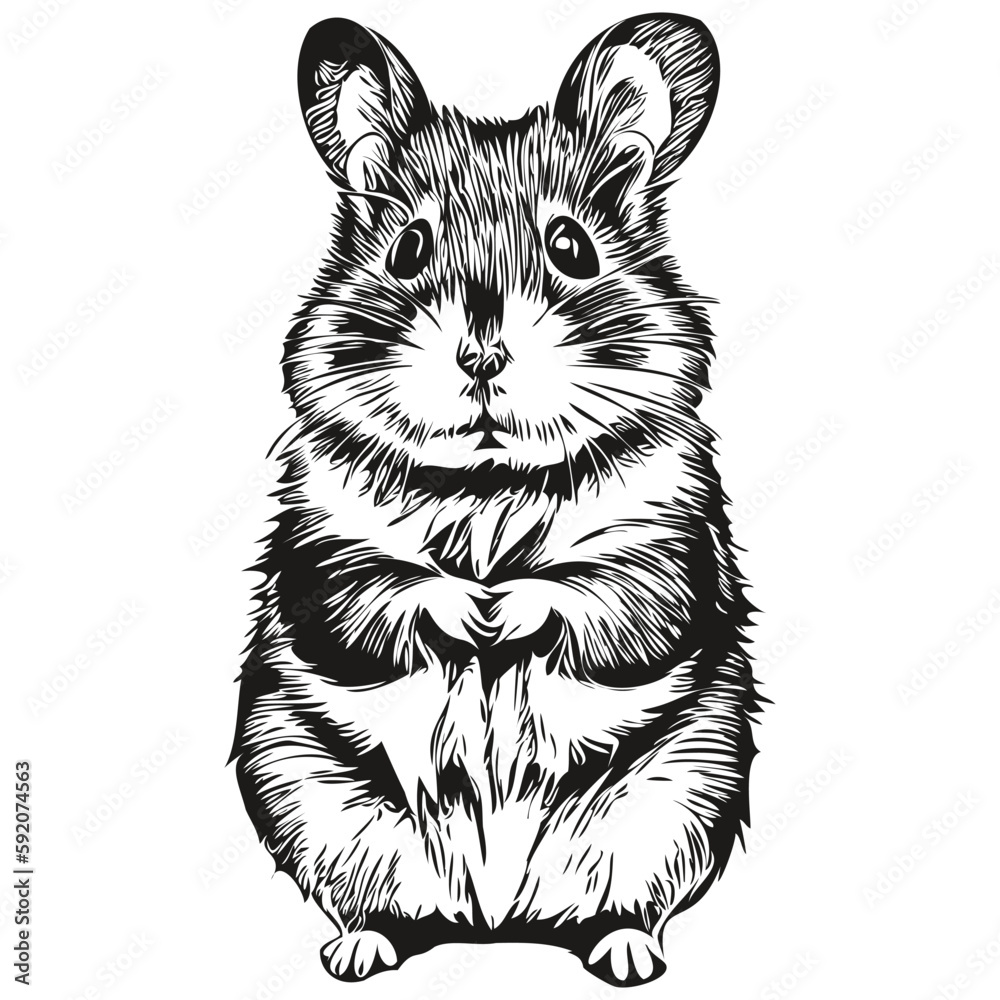 hamster vector illustration line art drawing black and white hamsters ...