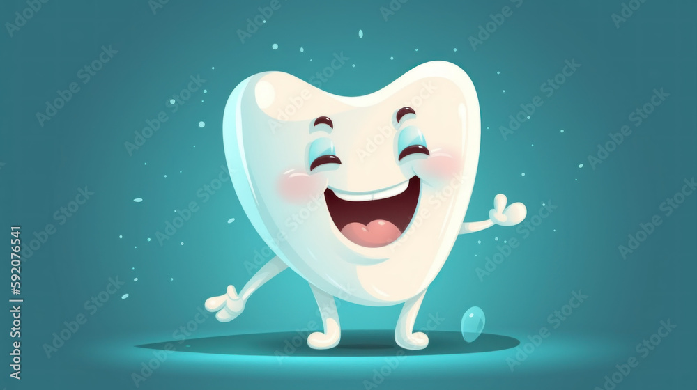 Cute cartoon tooth character created with generative AI technology ...