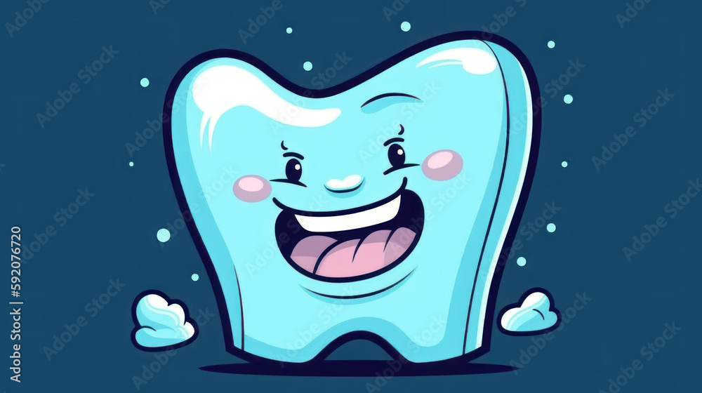 Cute cartoon tooth character created with generative AI technology ...