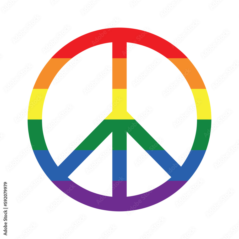 LGBT peace symbol, rainbow colored peace sign, pride month, vector ...