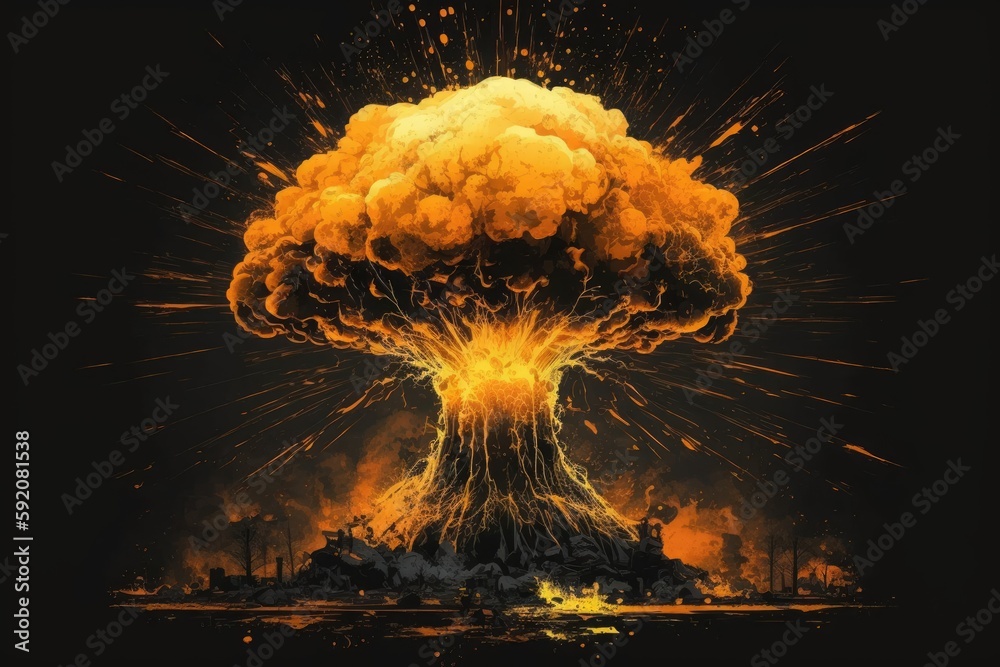 giant fiery mushroom cloud. Generative AI Stock Illustration | Adobe Stock