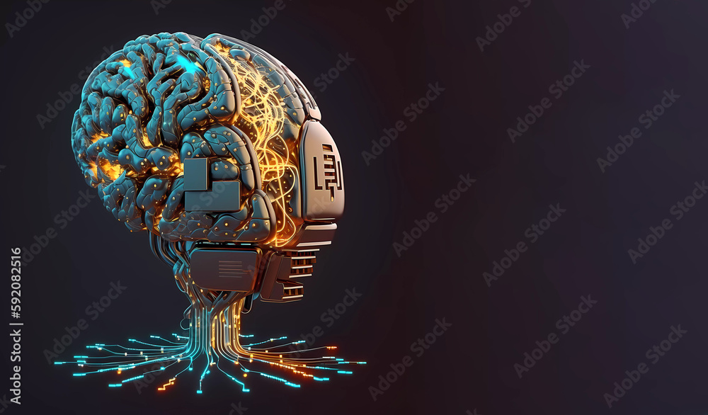 Brain with a diagram. Computerization. Digitalization. Generative AI ...