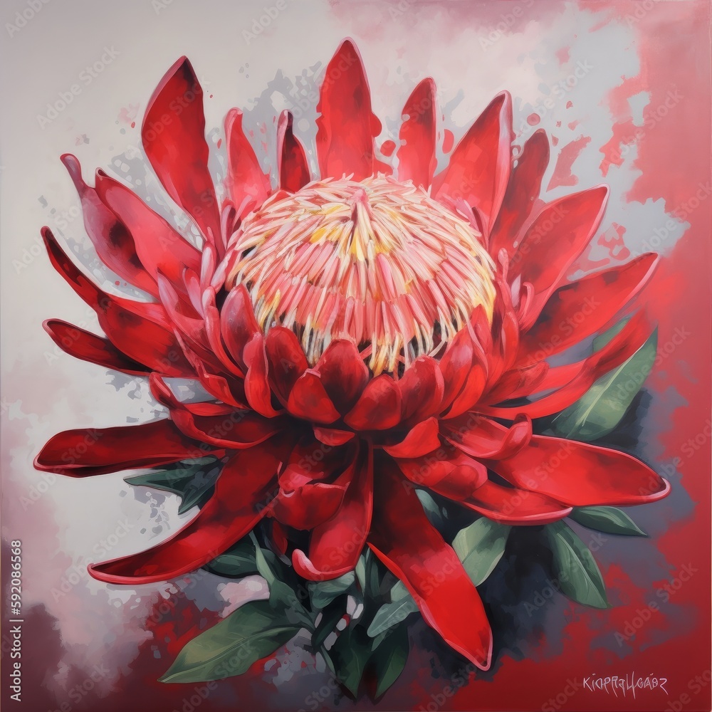 Floral banner, card, mock up. Greeting card with protea Australian ...
