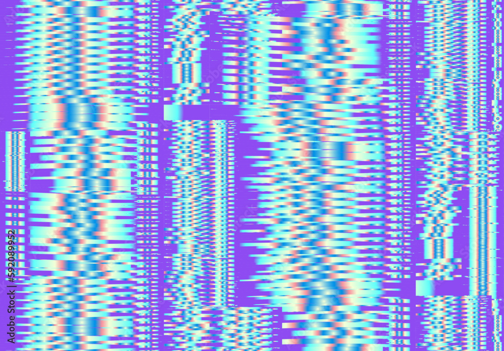 Abstract vector neon colors texture of linear stripes. Holographic ...