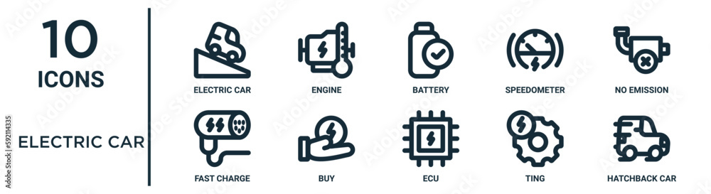 electric car outline icon set includes thin line electric car, battery ... electric car outline icon set includes thin line electric car, battery ...