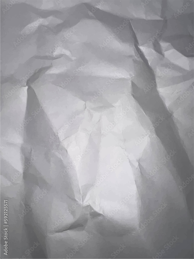 Full Vector Crumpled, Wrinkled Paper Realistic Textute. Wrapping white ...