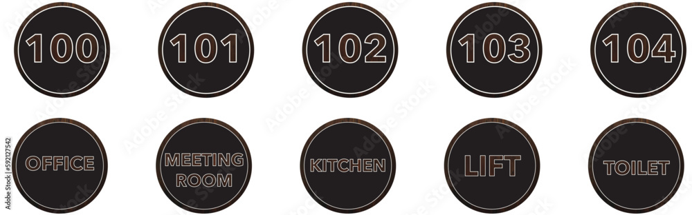 Modern Office Signage. Wood grain background with black acrylic face ...