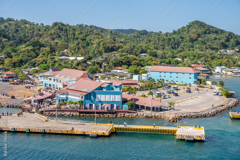 Roatan, Honduras - March 30, 2023: Cruise port facilities at Roatan ...