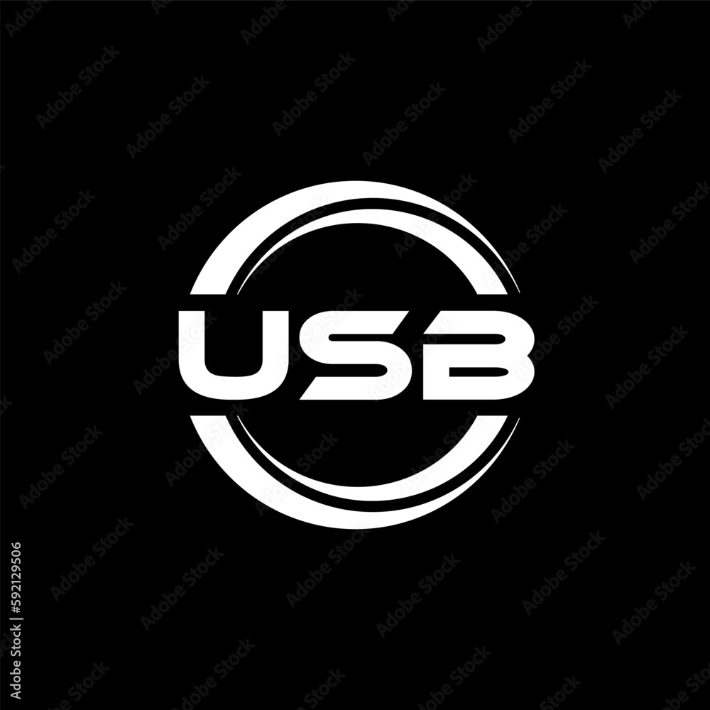 USB letter logo design with black background in illustrator, vector ...