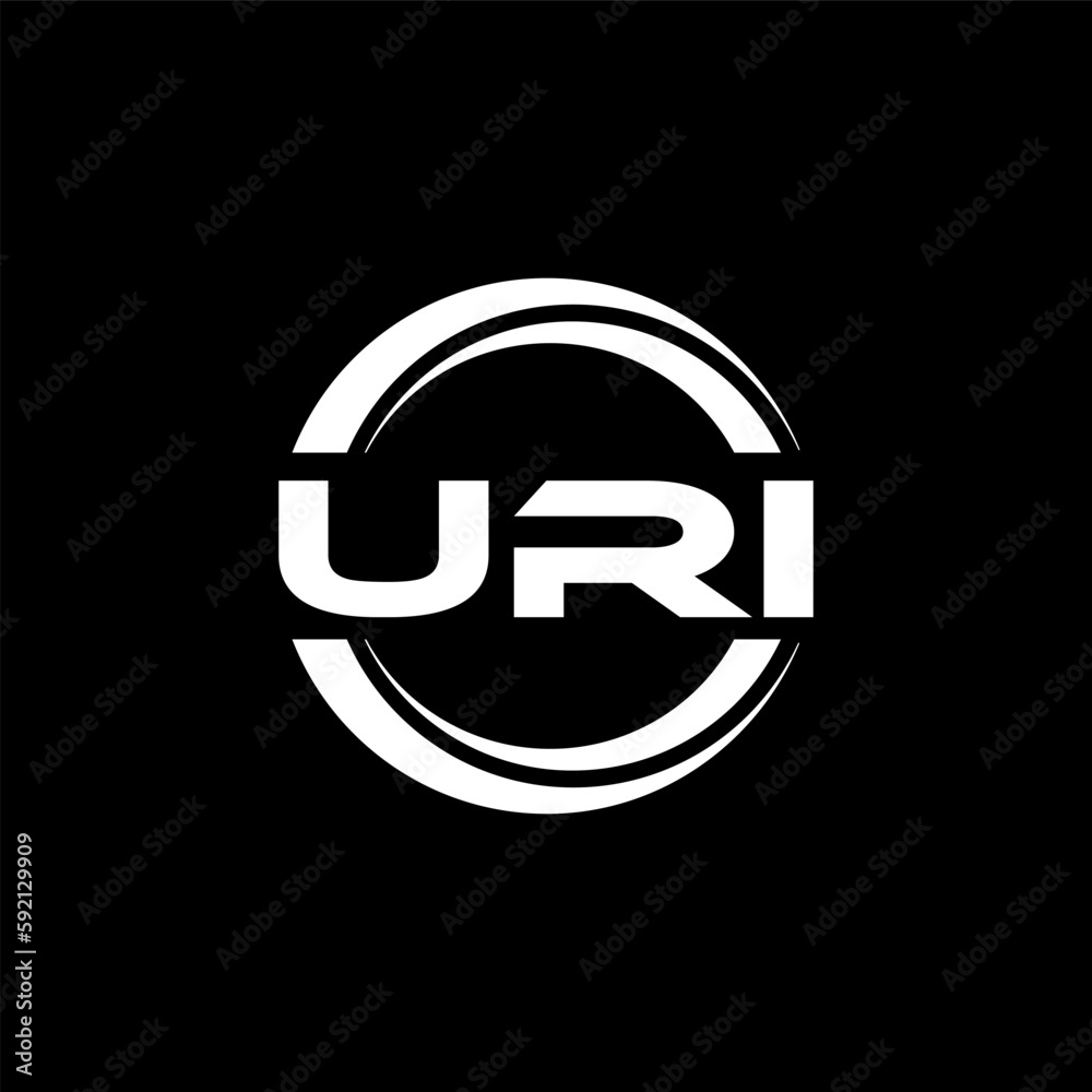 URI letter logo design with black background in illustrator, vector ...