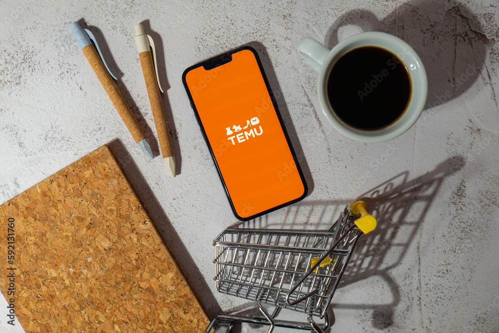 Gdansk, Poland - March 2023 Temu app icon in screen of mobile phone ...