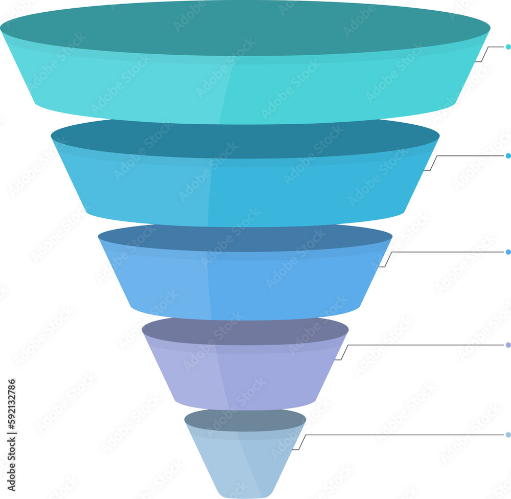 Funnel diagram with 5 elements, infographic template for web, business ...
