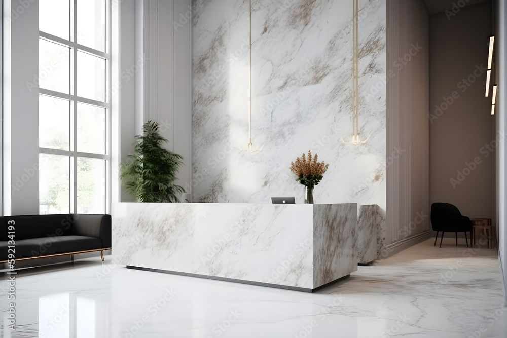 blank mock up in modern luxury interior hospital lobby receptionist ...
