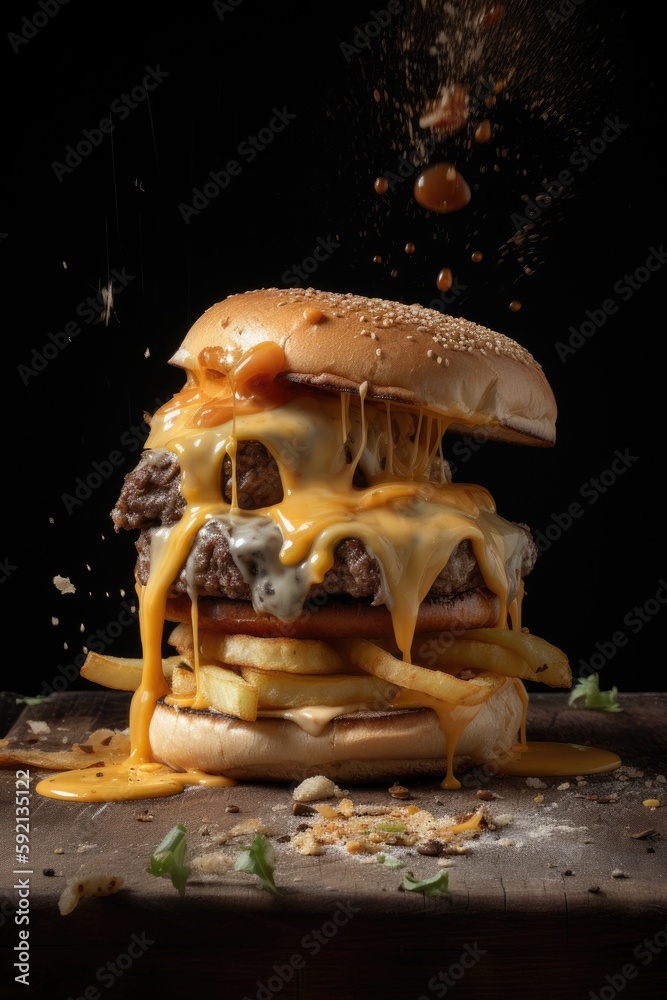 American food. Burger layers isolated. Separated burger layers ...