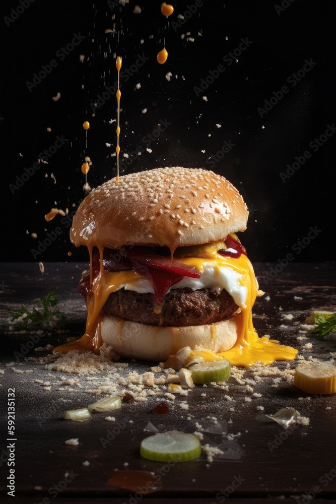 American food. Burger layers isolated. Separated burger layers ...